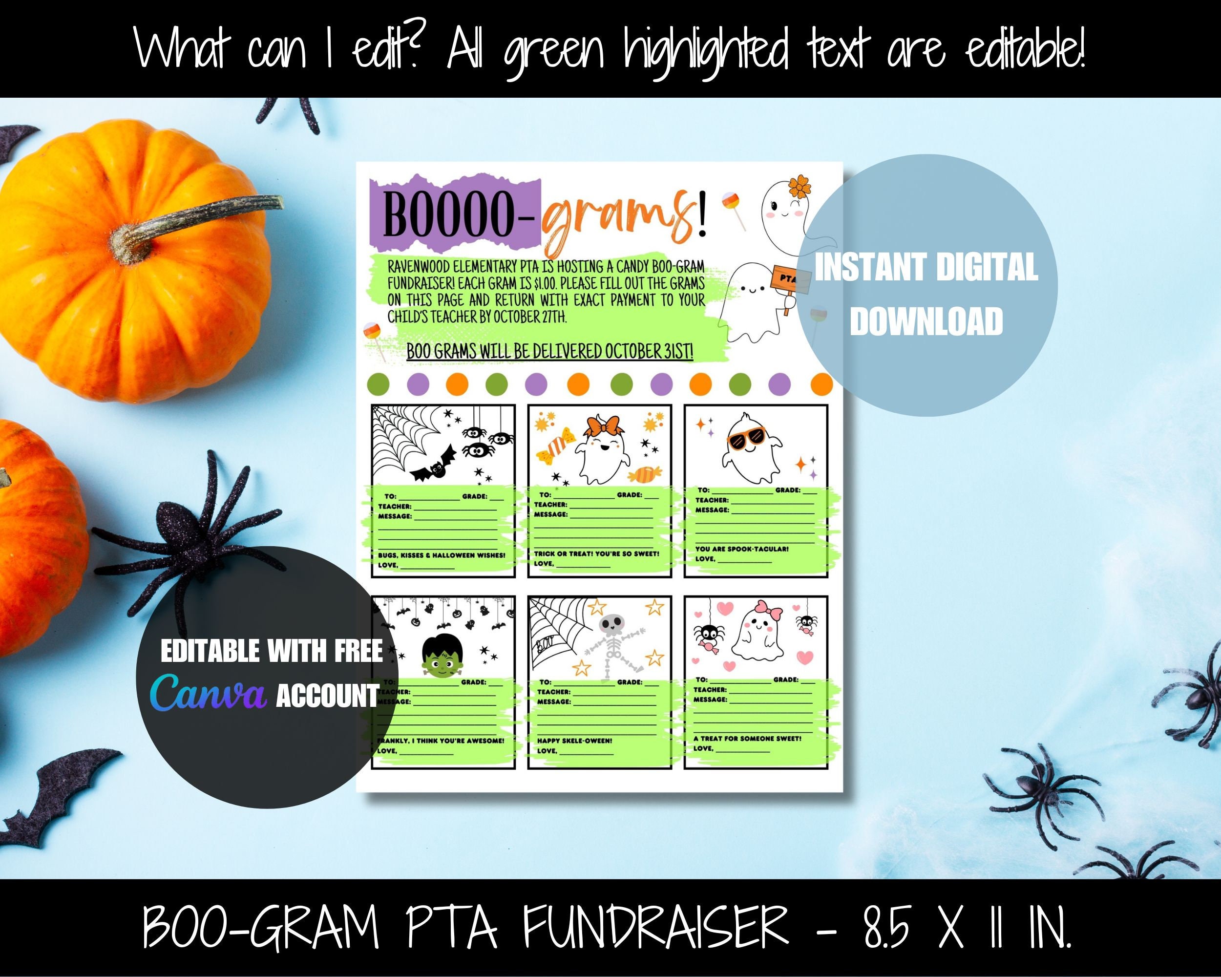 PTA Boo-gram Flyer Template, Halloween School Fundraiser Ideas, PTA ...