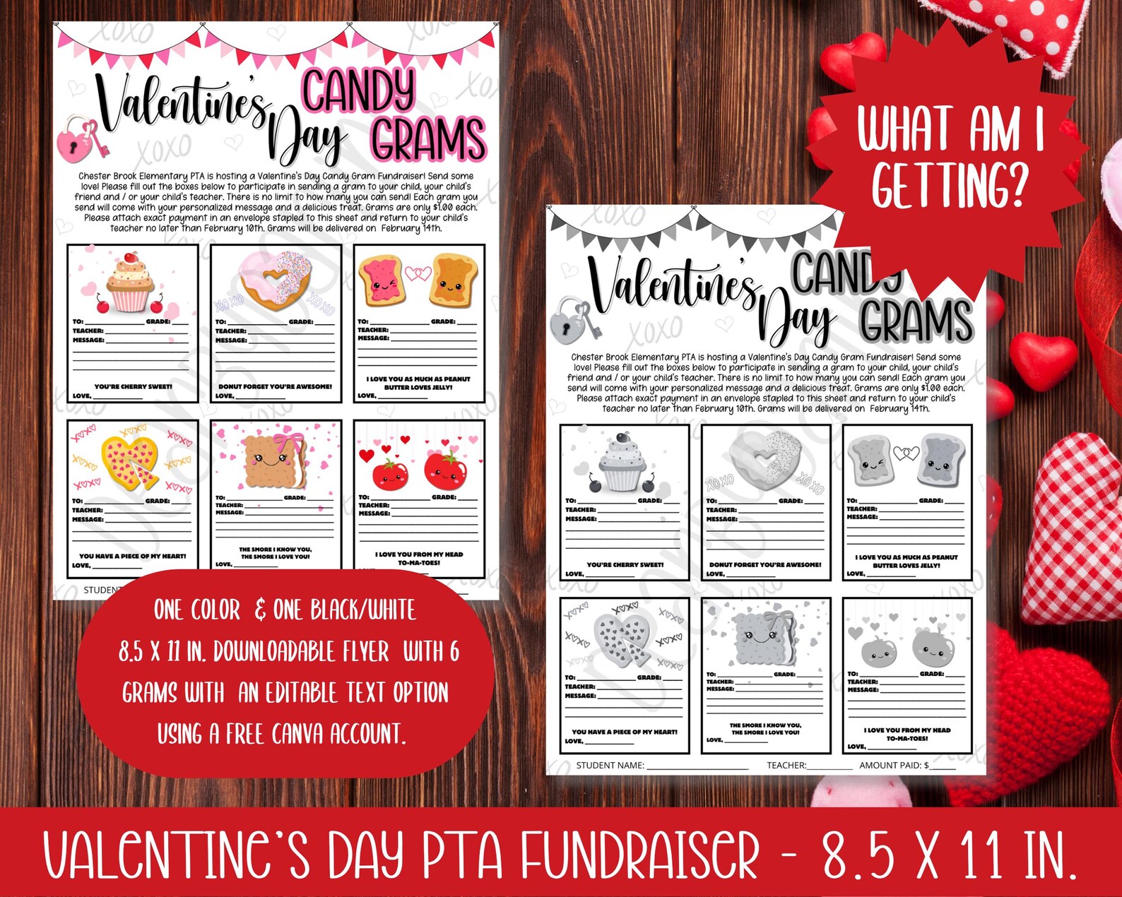 PTA Valentine's Day Grams Template, Valentine's Day School Fundraiser ...