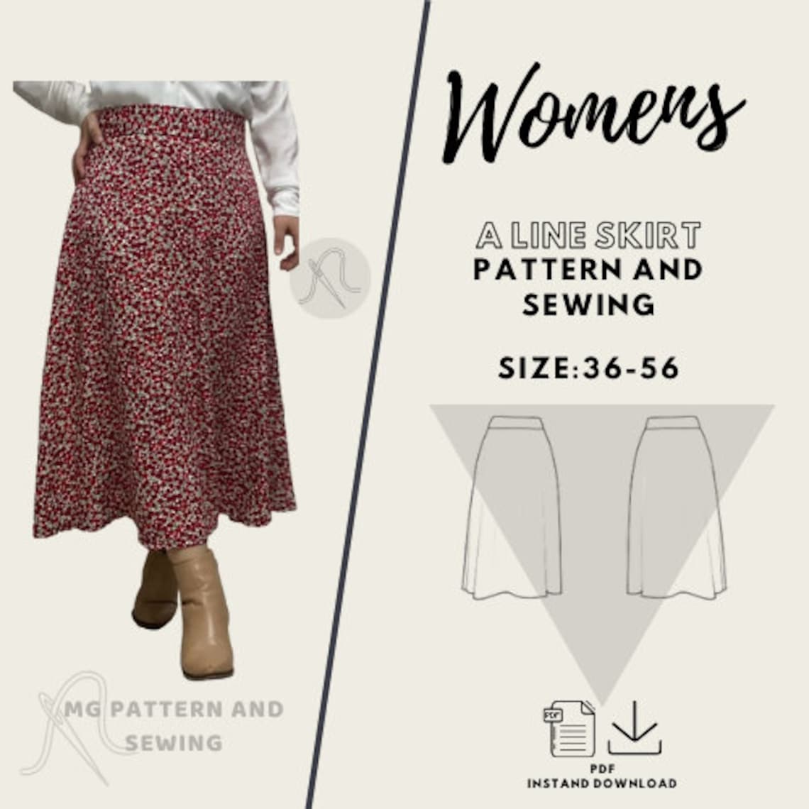 Womens Skirt Pattern/ Pattern-pdf /sewing Pattern /step by Step / Size ...