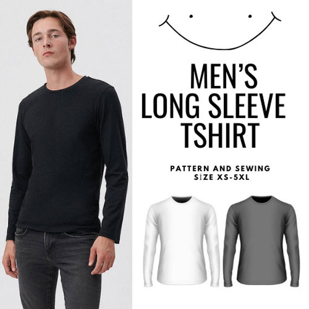 Easy T-shirt Sewing Pattern for Beginner in Sizes XS-5XL, Long Sleeve ...
