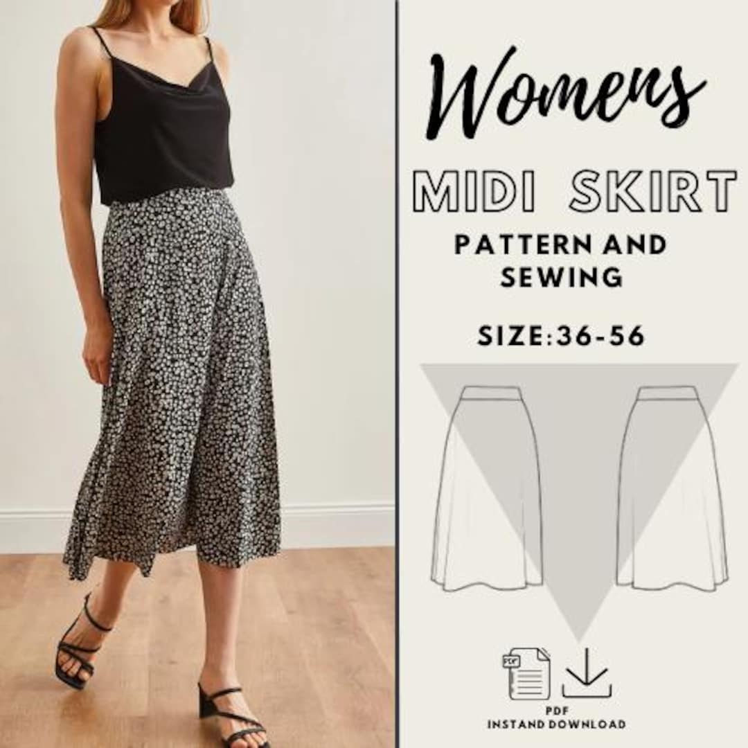 Midi Skirt PDF Pattern/ Sewing/ Easy / Step by Step / Beginner /long ...