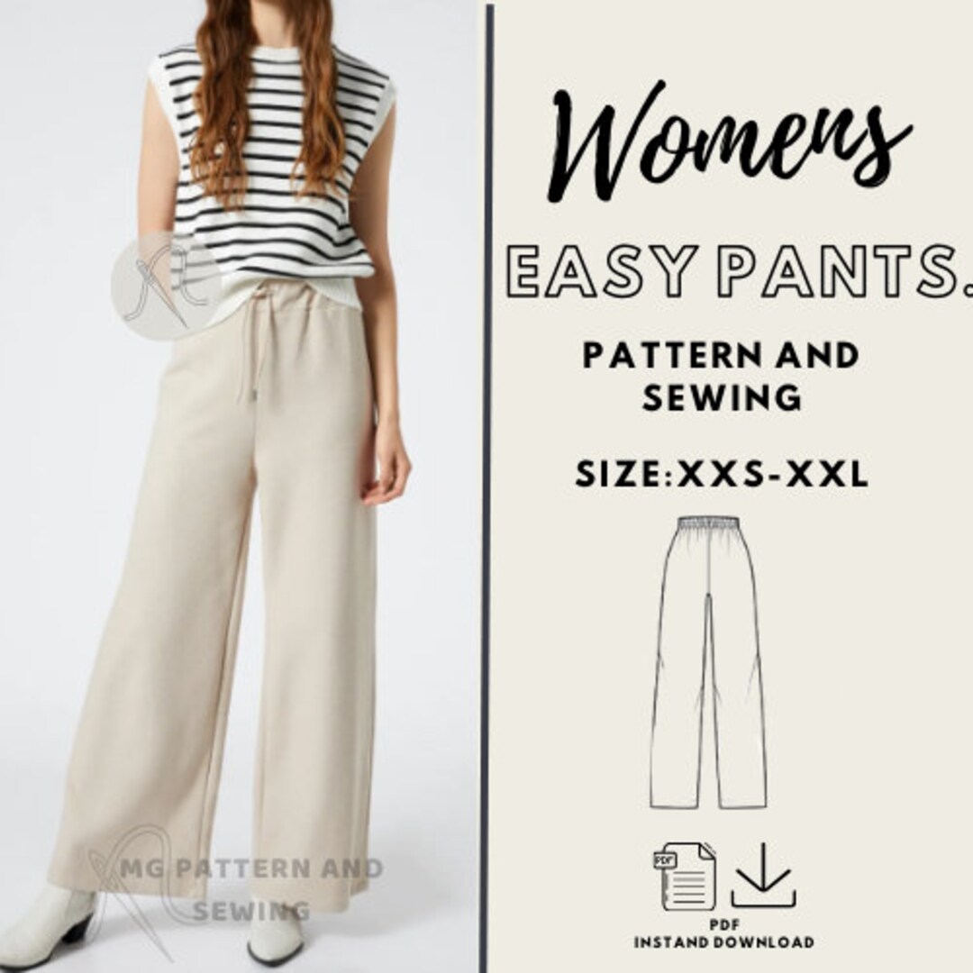 Womens Easy Pants. PDF Pattern/digital/ Size: XXS-XXL/ Step by Step ...