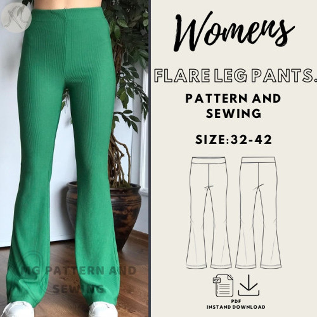 Womens Flare Leg Pants. PDF PATTERN /size 32-42/ Step by Step /easy ...