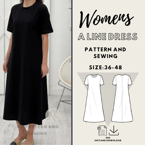 Womens A Line Dress Pattern Pdf  Digital   Step By Step Illustrated 