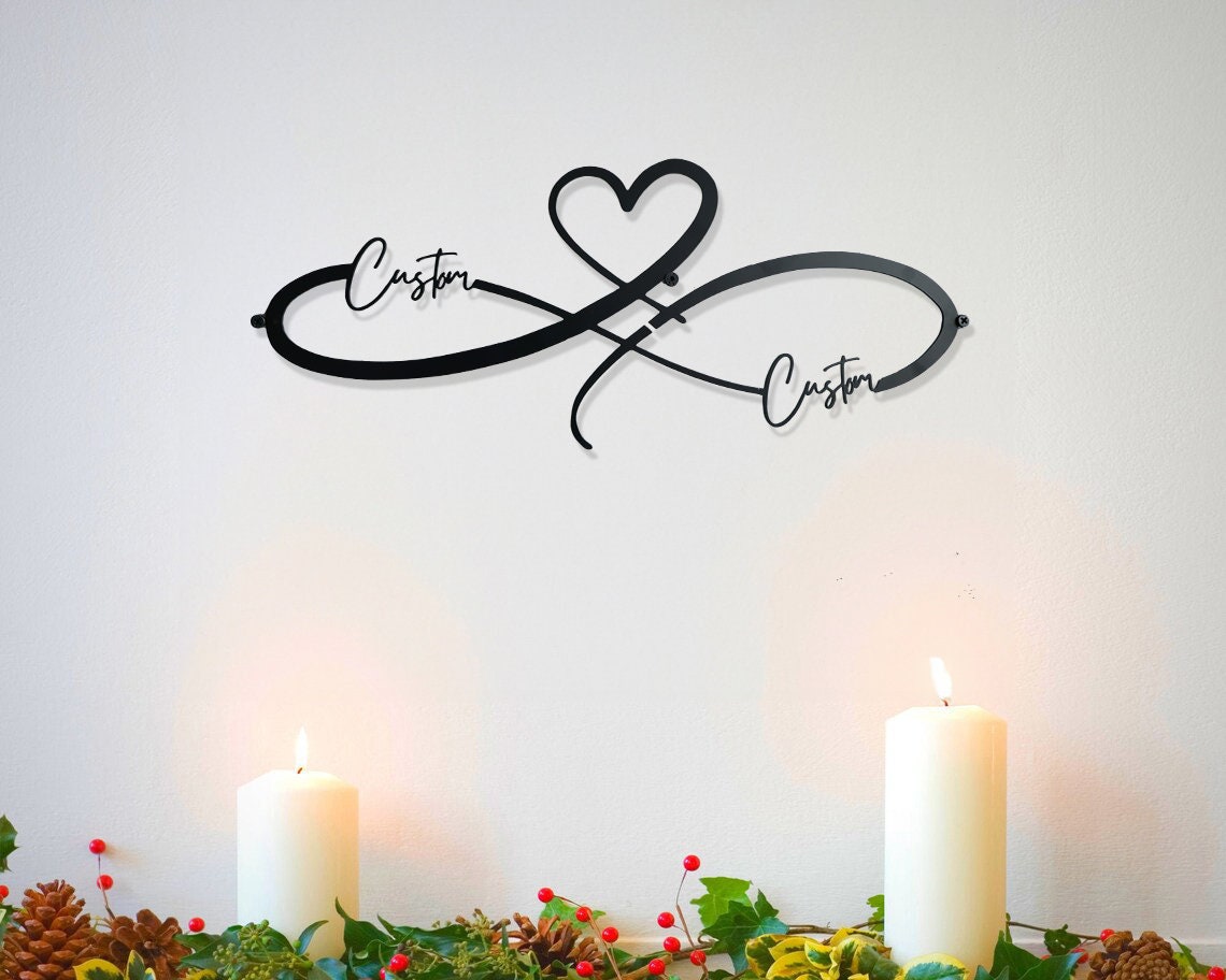 Personalized Infinity Symbol Love Sign With Heart Custom Names You & Me ...