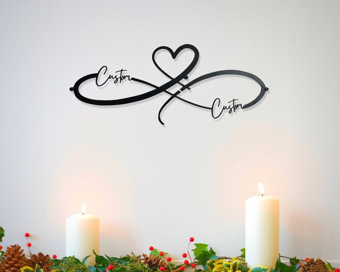 Personalized Infinity Symbol Love Sign With Heart Custom Names You & Me ...