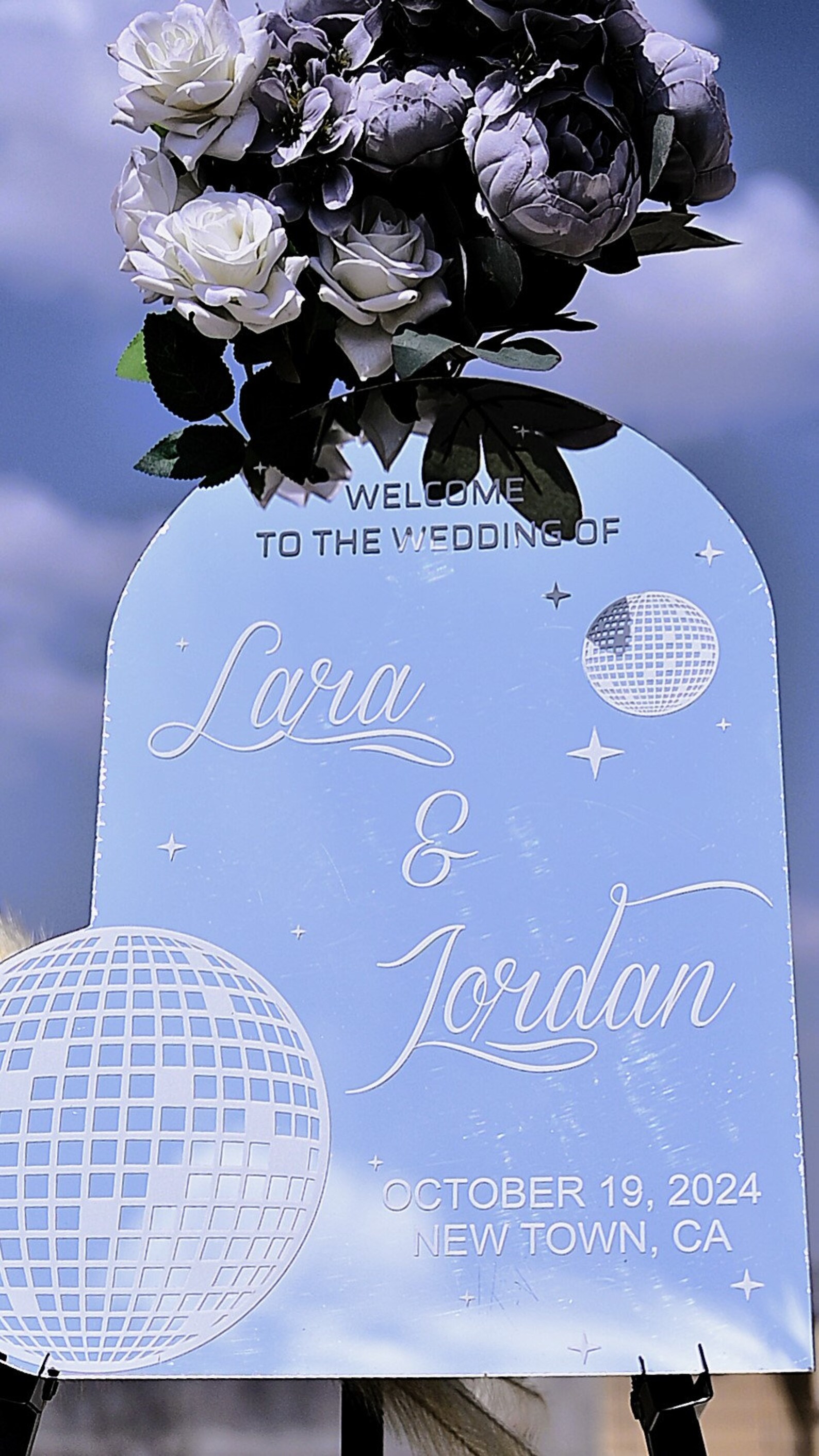 Arched Wedding Retro Welcome Sign, Disco Ball Welcome Sign, Retro Party ...