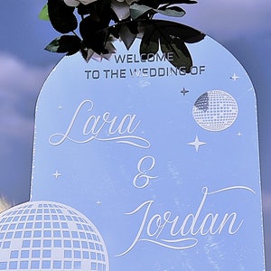 Arched Wedding Retro Welcome Sign, Disco Ball Welcome Sign, Retro Party ...