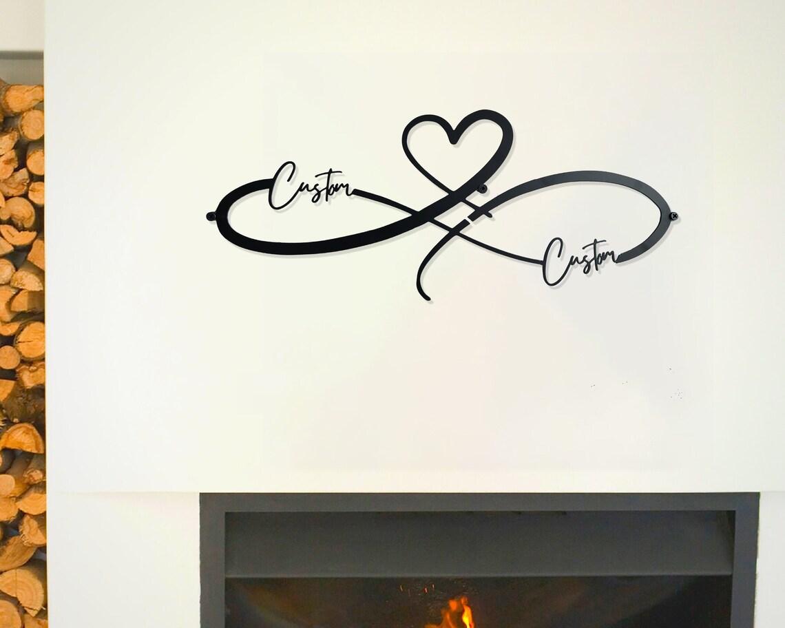 Personalized Infinity Symbol Love Sign With Heart Custom Names You & Me ...