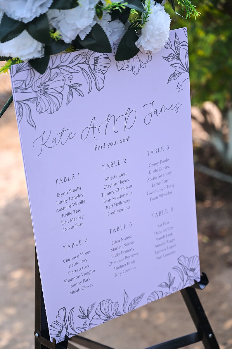 Digital Wedding Seating Chart, Printable Find Your Seat Sign, Full ...