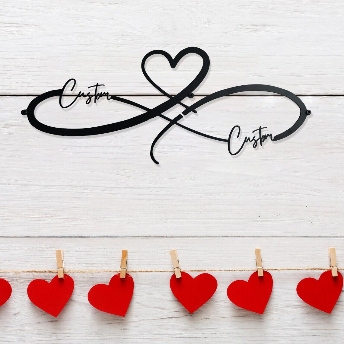 Personalized Infinity Symbol Love Sign With Heart Custom Names You & Me ...