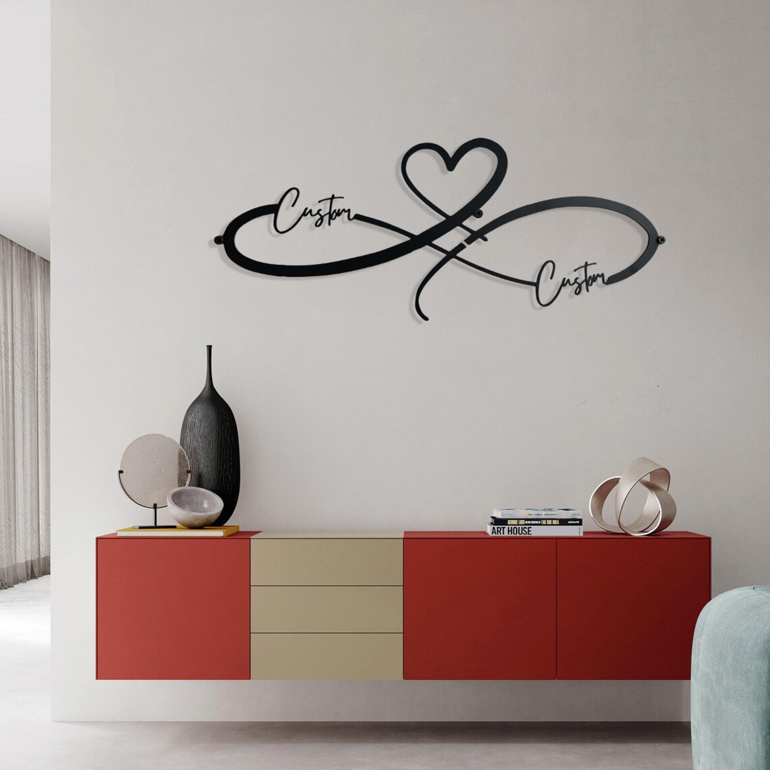Personalized Infinity Symbol Love Sign With Heart Custom Names You & Me ...