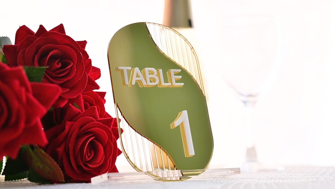 Gold Acrylic Table Number With 3D White Text, Wedding Table Numbers ...