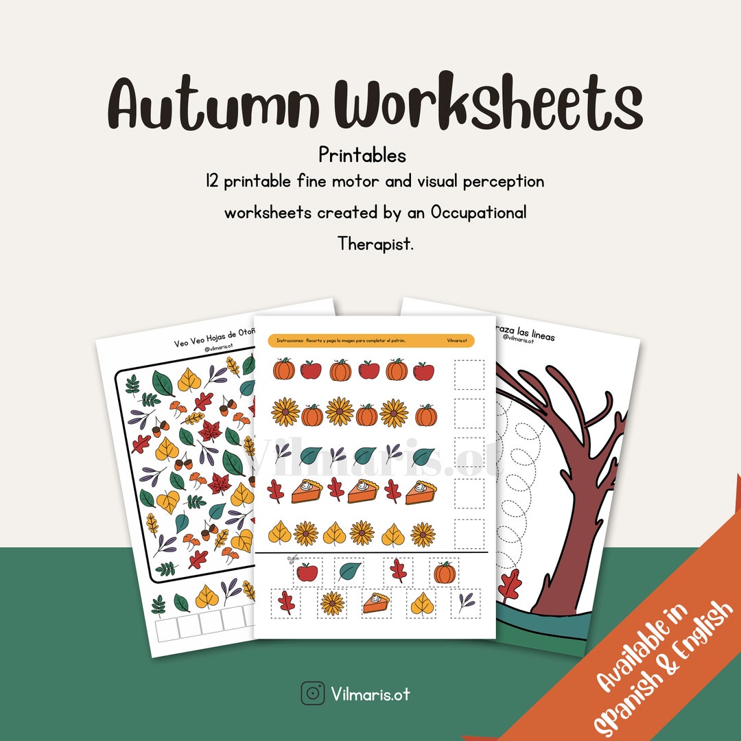 Autumn Fine Motor and Visual Perception Activity Sheets - Etsy