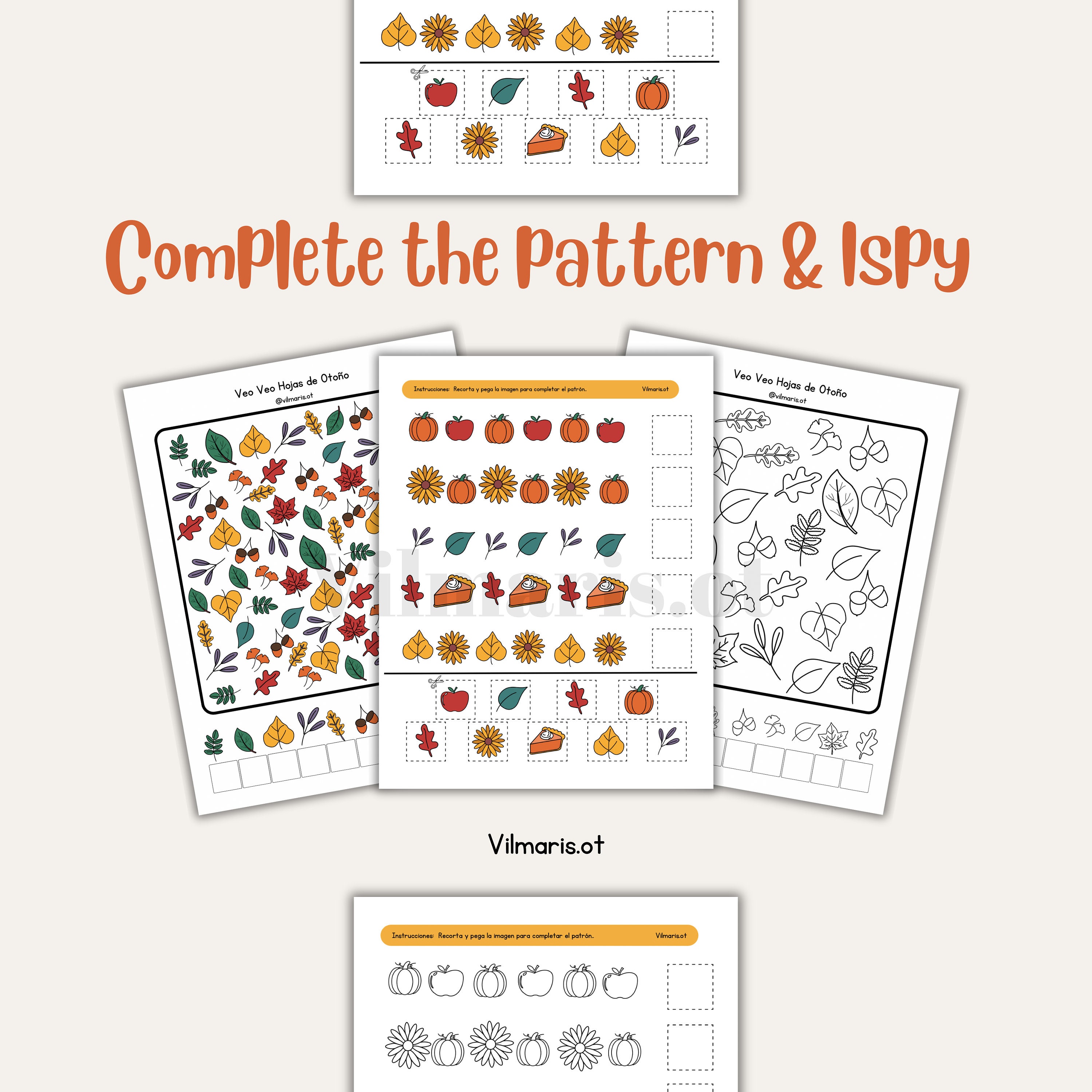 Autumn Fine Motor and Visual Perception Activity Sheets - Etsy