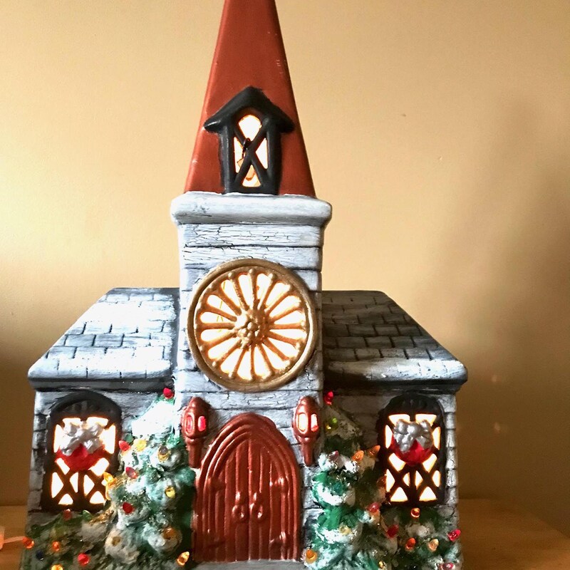 Lighted Ceramic Church - Etsy