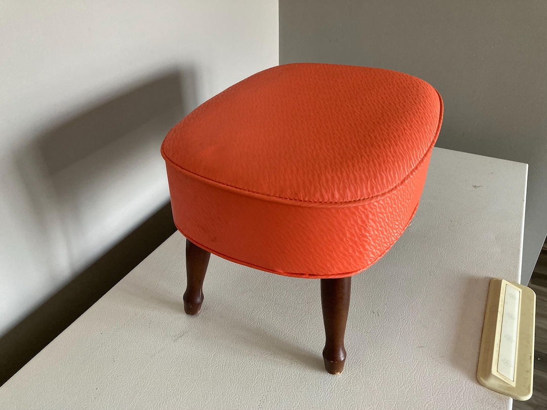 Vintage Orange Vinyl Footstool. Original, NO Referbishing !! - Etsy