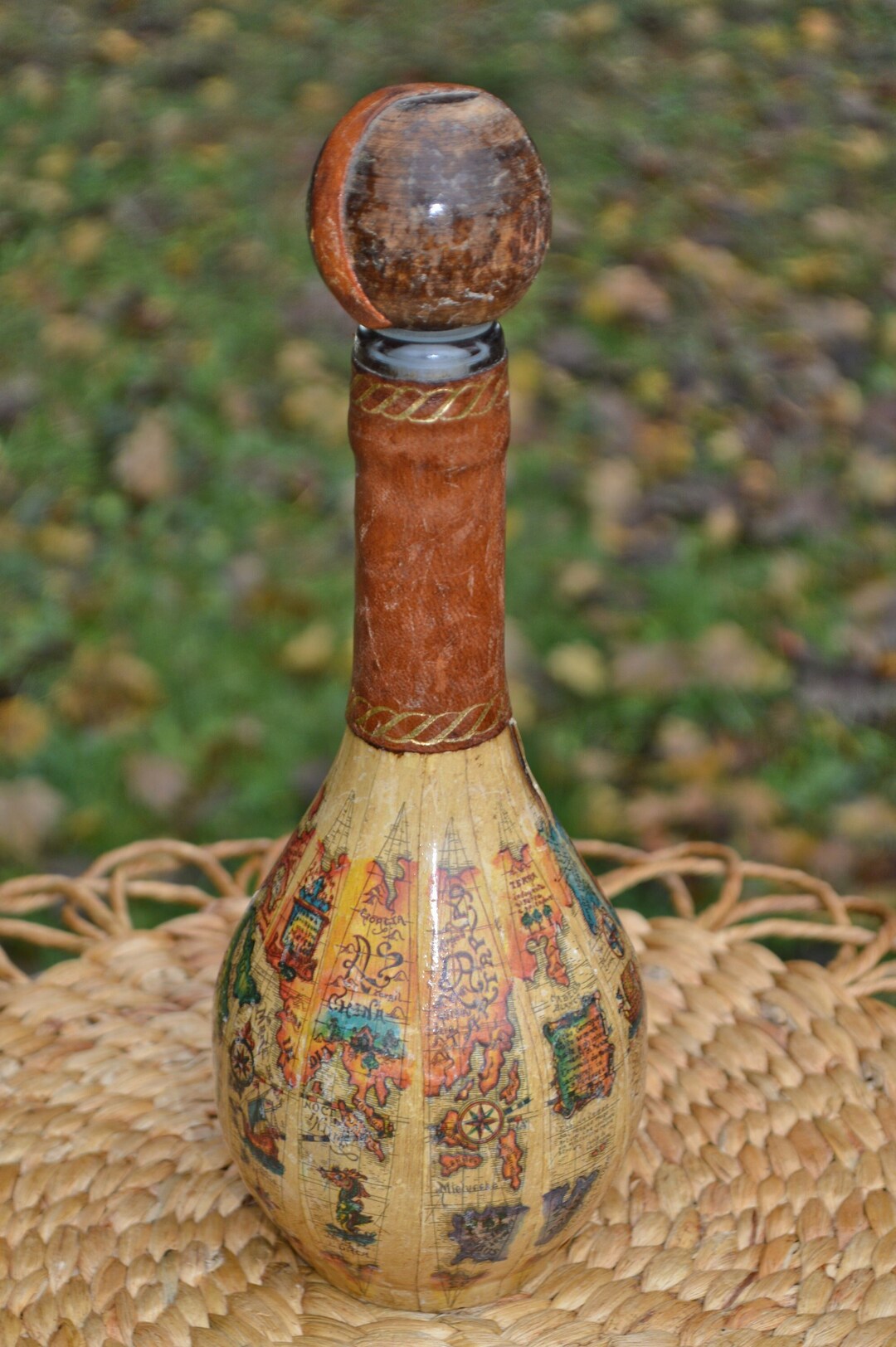World Map Glass Decorative Liquor Bottle Wine Bottle Vintage Liquor ...