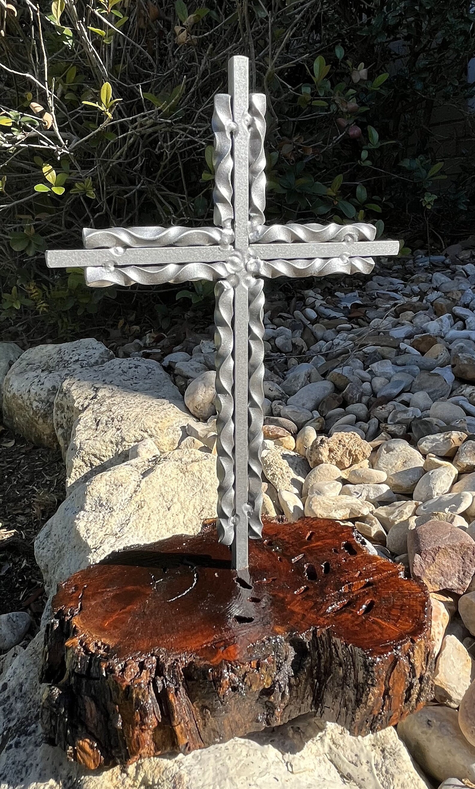 Triple Bar Cross Painted With Forged Hammered Antique Pewter - Etsy