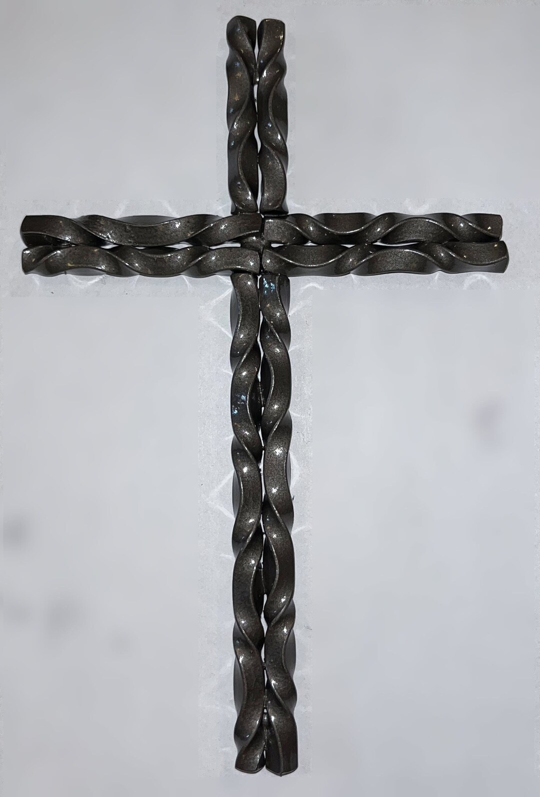 Double Bar Cross Painted Indian Larry Twist Hammered Dark Bronze Wall ...