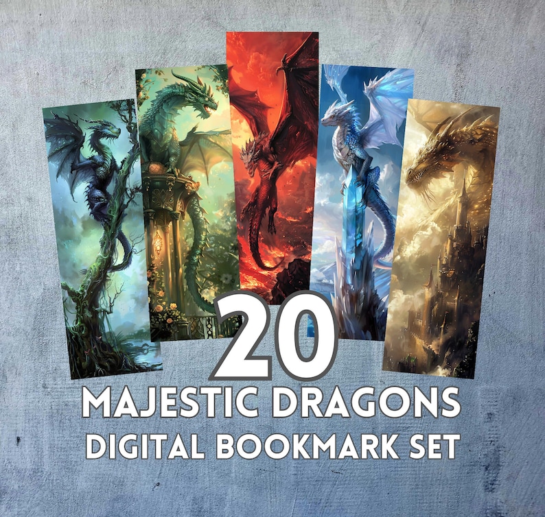 20 Majestic Dragons Bookmark Designs 20 Magical Fantasy Dragon ...
