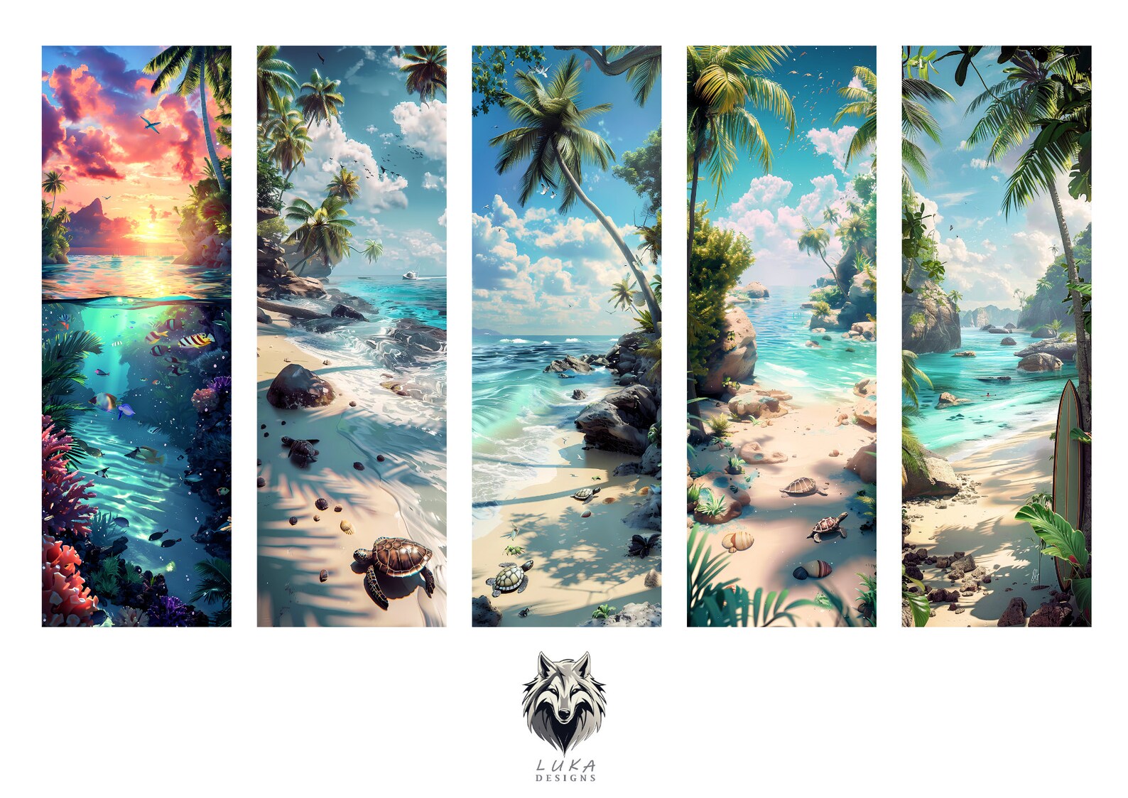 Ocean Paradise Printable Bookmarks | 15 Beach Bookmark Sheets ...