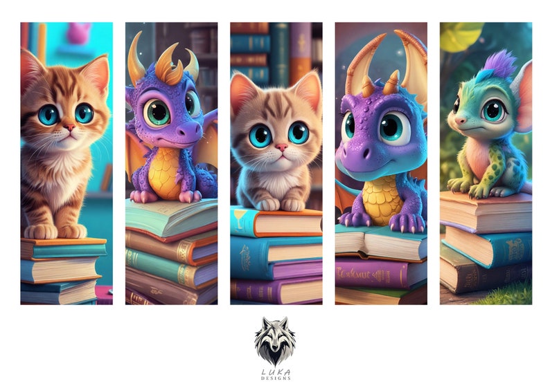 20 Creatures Printable Bookmarks | 20 Cute Cartoon Bookmark Sheets ...