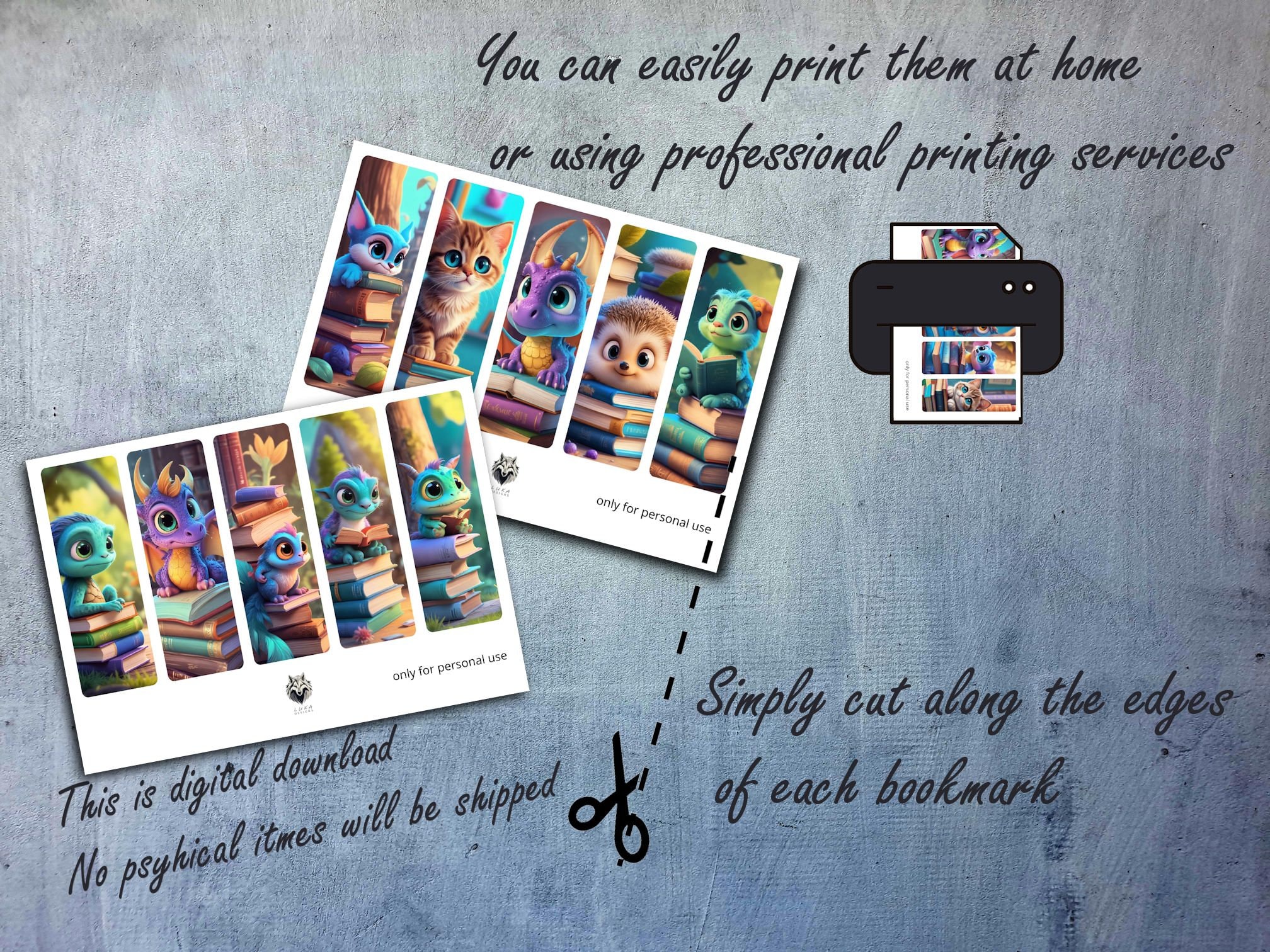 20 Creatures Printable Bookmarks | 20 Cute Cartoon Bookmark Sheets ...