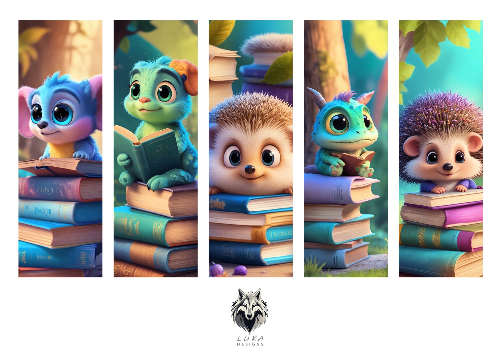 20 Creatures Printable Bookmarks | 20 Cute Cartoon Bookmark Sheets ...