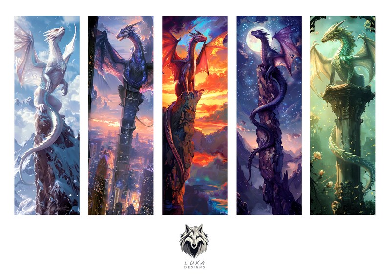 20 Majestic Dragons Bookmark Designs 20 Magical Fantasy Dragon ...