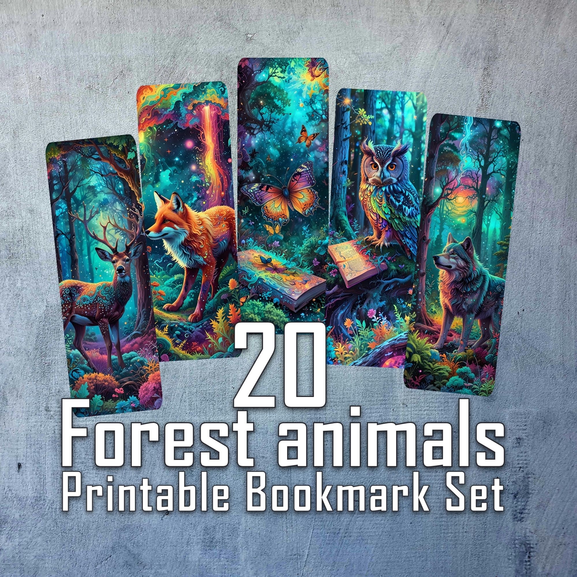 Dark Forest Animals Printable Bookmarks 20 Critters Bookmark Sheets PDF ...