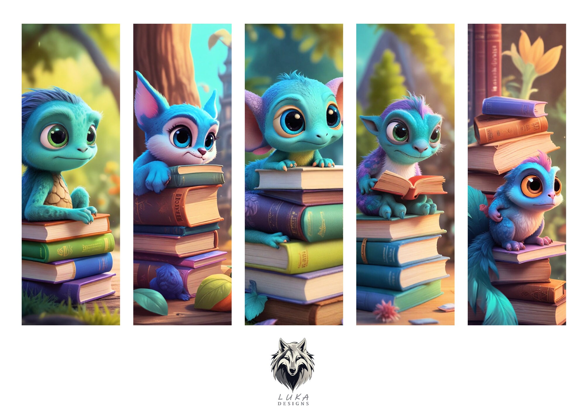 20 Creatures Printable Bookmarks | 20 Cute Cartoon Bookmark Sheets ...