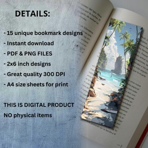 Ocean Paradise Printable Bookmarks | 15 Beach Bookmark Sheets ...