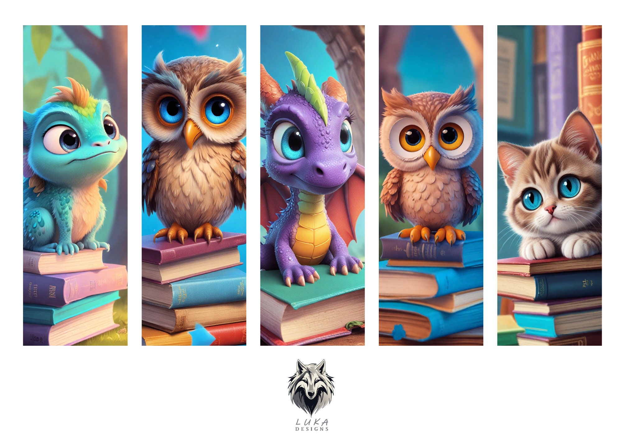 20 Creatures Printable Bookmarks | 20 Cute Cartoon Bookmark Sheets ...