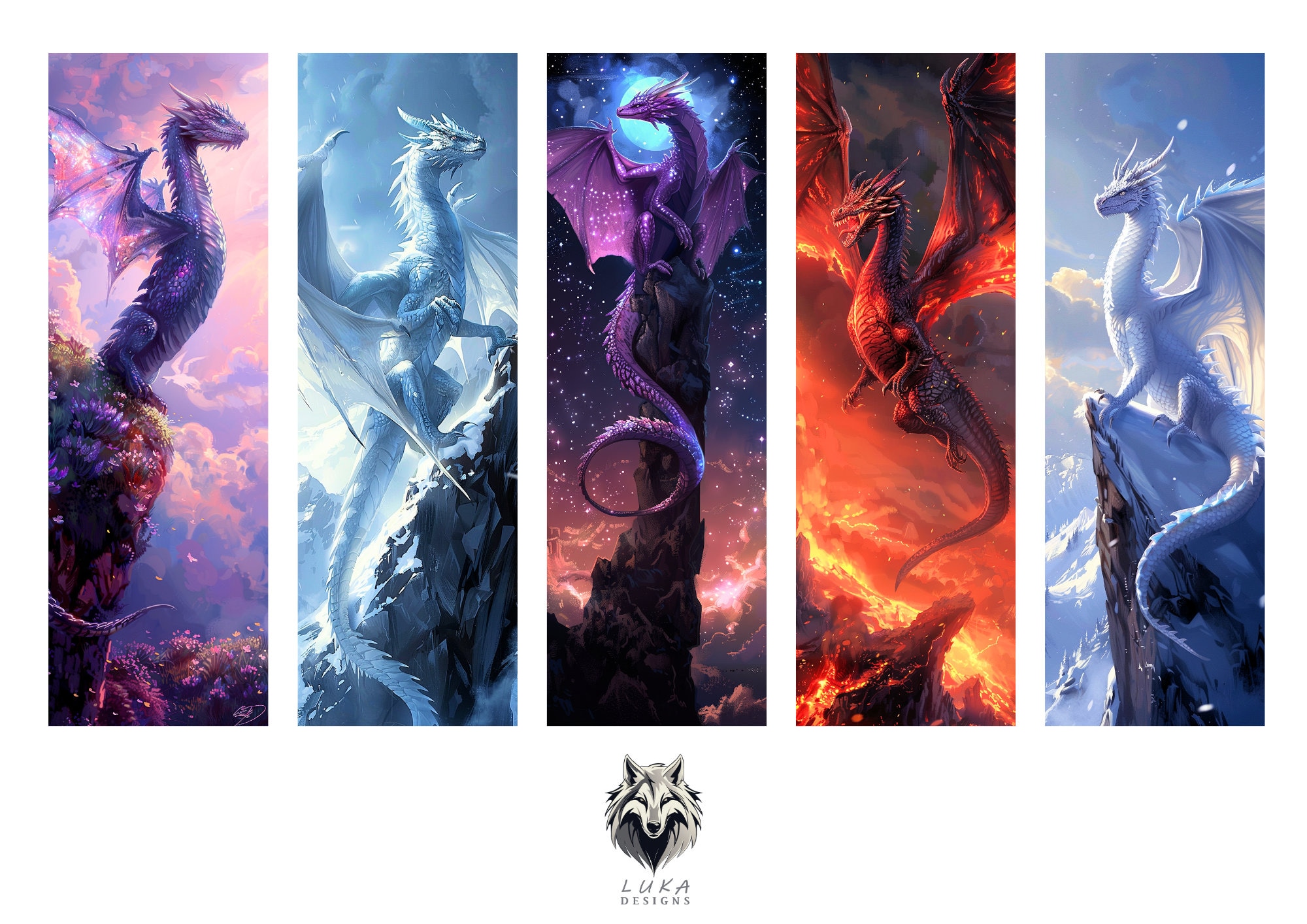 20 Majestic Dragons Bookmark Designs | 20 Magical Fantasy Dragon ...