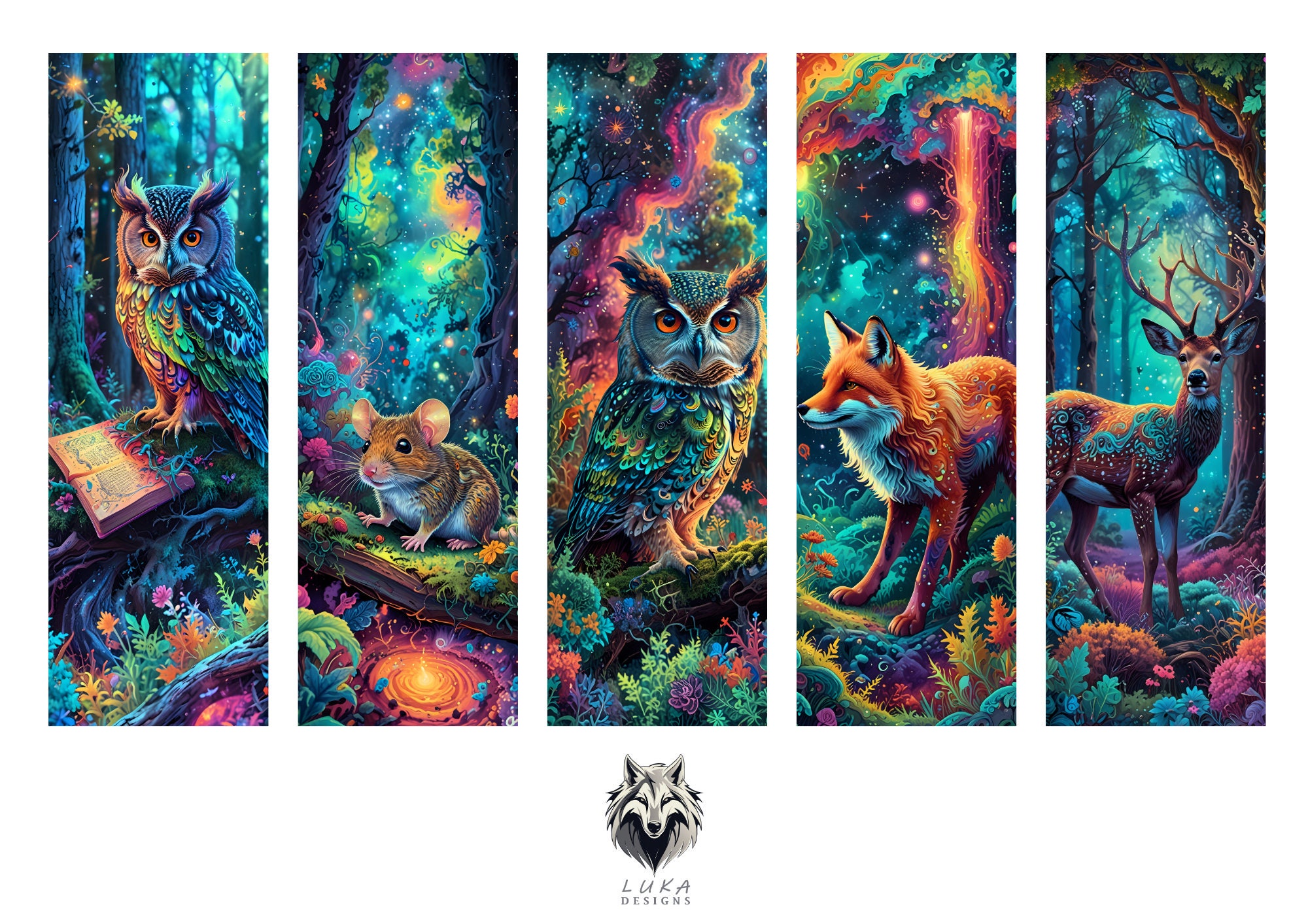 Dark Forest Animals Printable Bookmarks | 20 Critters Bookmark Sheets ...