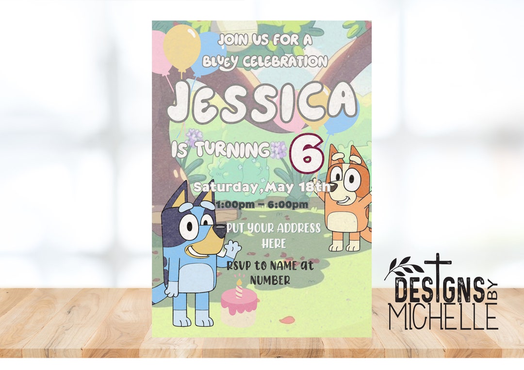 Digital Bluey Party Invitation - Canva Template - Etsy