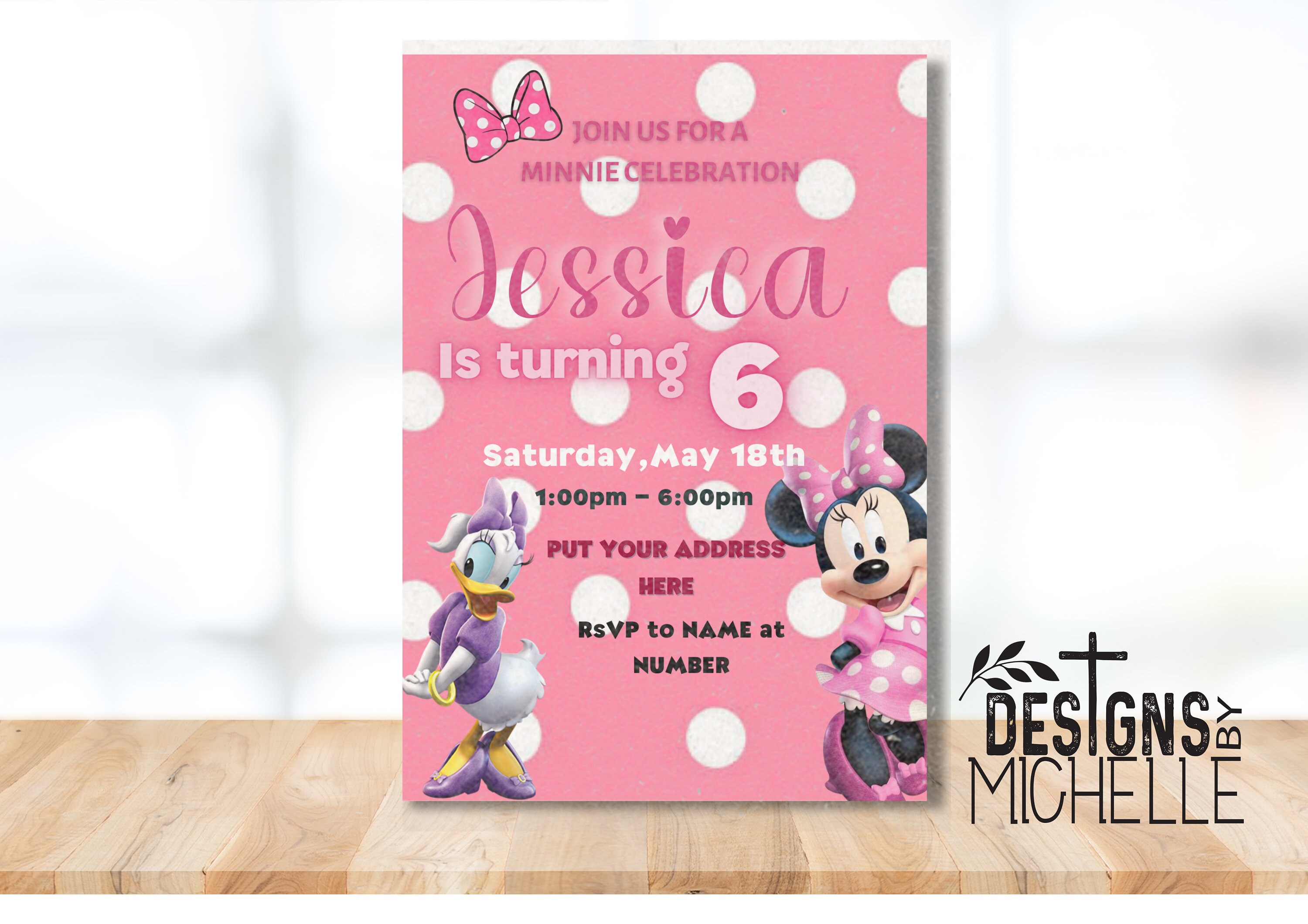 Digital Minnie Mouse Party Invitation - Canva Template - Etsy