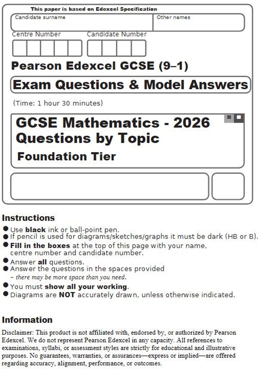 Edexcel GCSE Maths - Foundation Tier - MEASURES - Exam Questions - (non ...