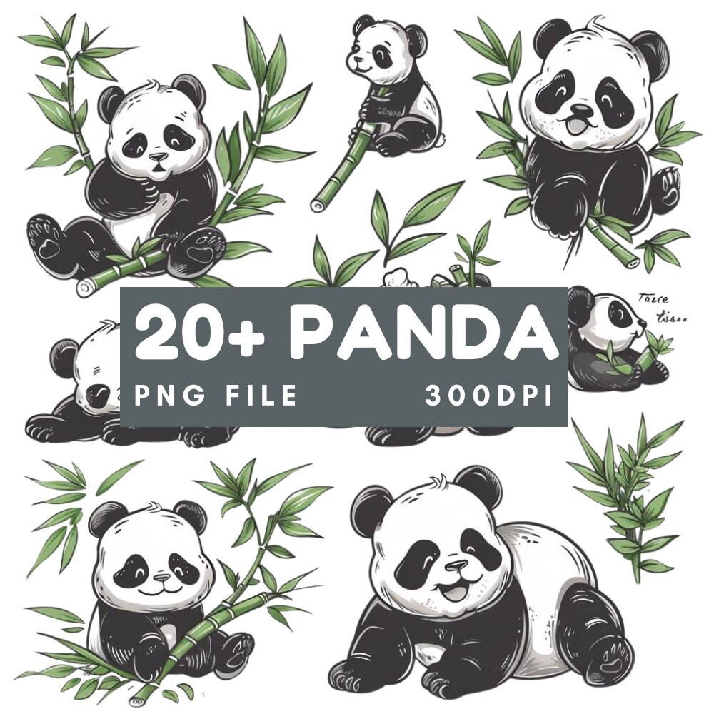 Kawaii Panda Clipart Bundle: Cute Stickers, Cartoon Pngs, Perfect for ...