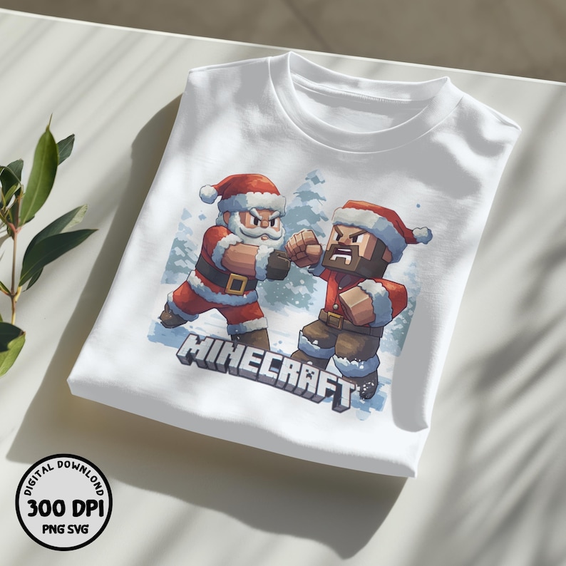 Printable Minecraft Christmas Clipart Sticker Design , Digital SVG and ...