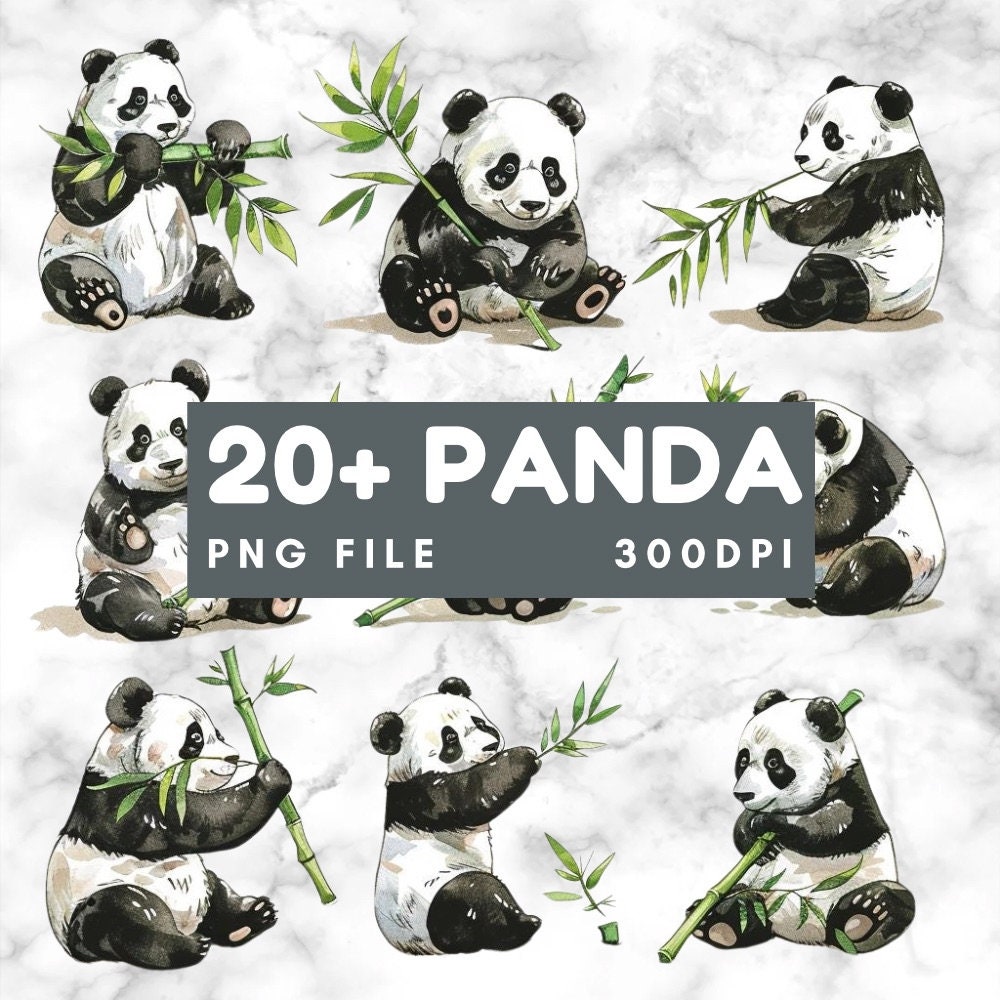Kawaii Panda Clipart Bundle: Cute Stickers, Cartoon Pngs, Perfect for ...