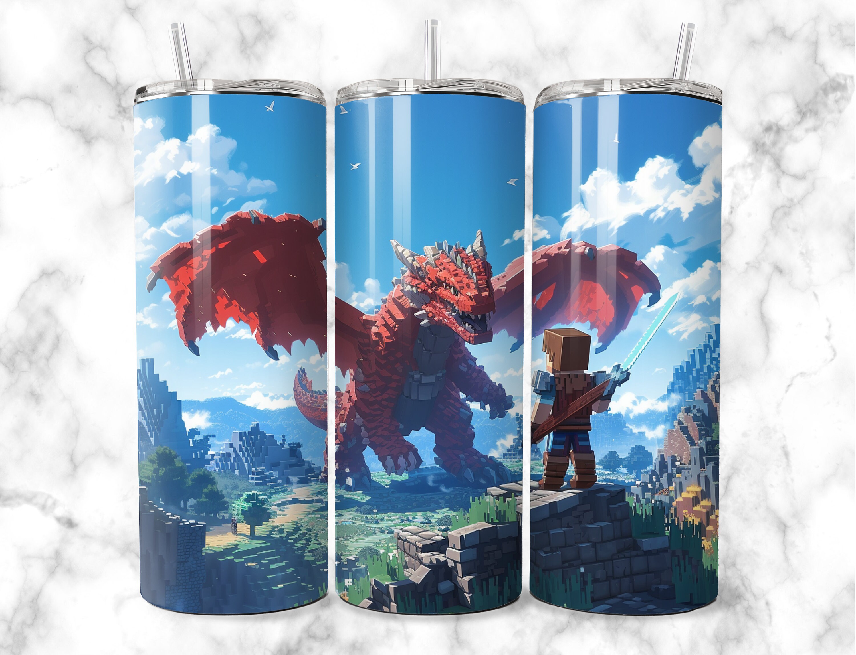 Minecraft Tumbler Wrap Digital Download, Game 20 Oz Skinny Tumbler Png ...