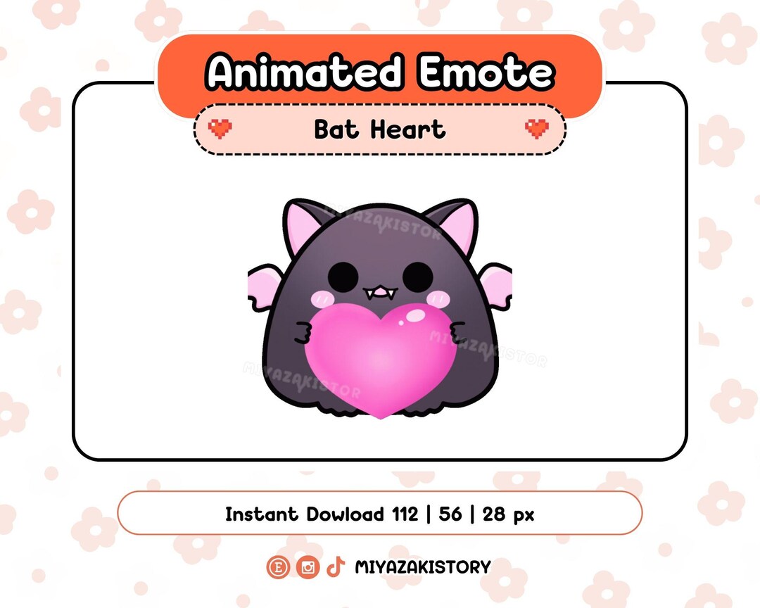 Bat Heart Animated Emote Twitch | Cute Emotes | Wiggle Emote ...