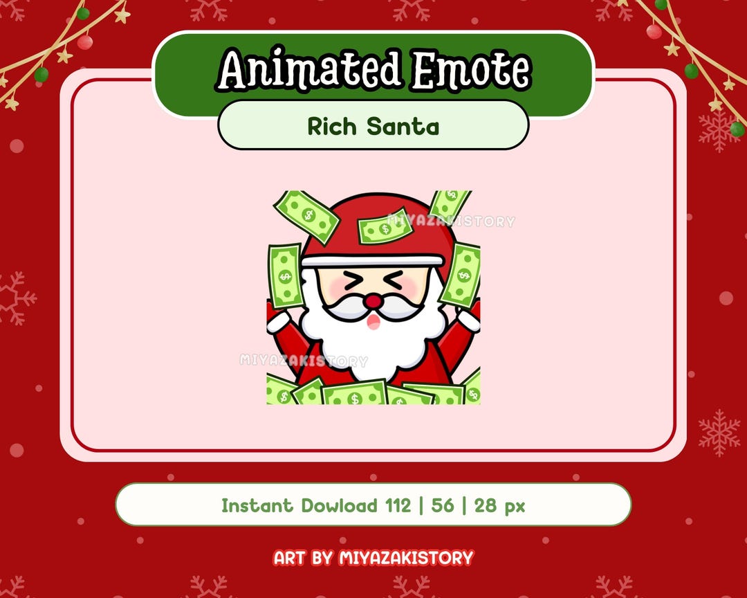 Santa Money Animated Emotes | Dollar Emote | Christmas Stream Overlay ...