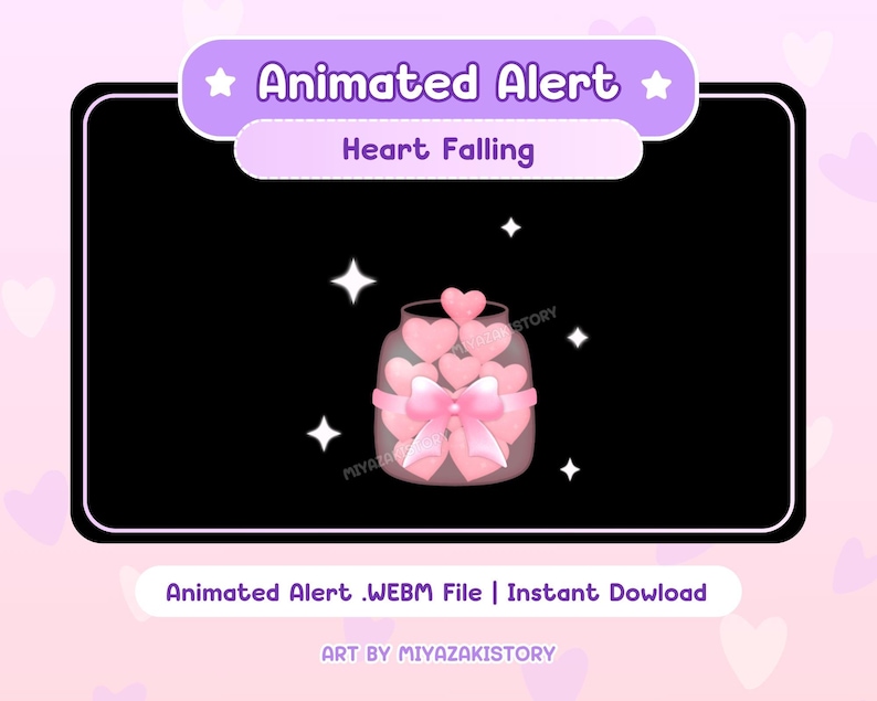 Heart Falling Animated Stream Alert: Valentine's Overlay (WEBM) - Etsy