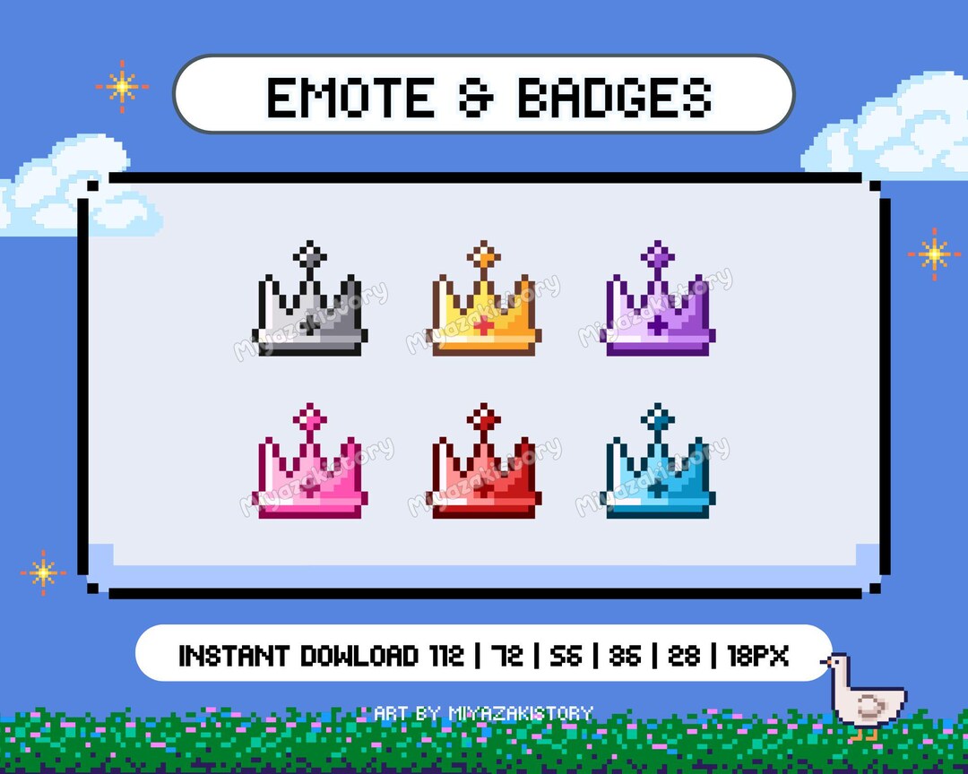 Crown Pixel Sub Badges: Gold Twitch Emotes (digital Download) - Etsy