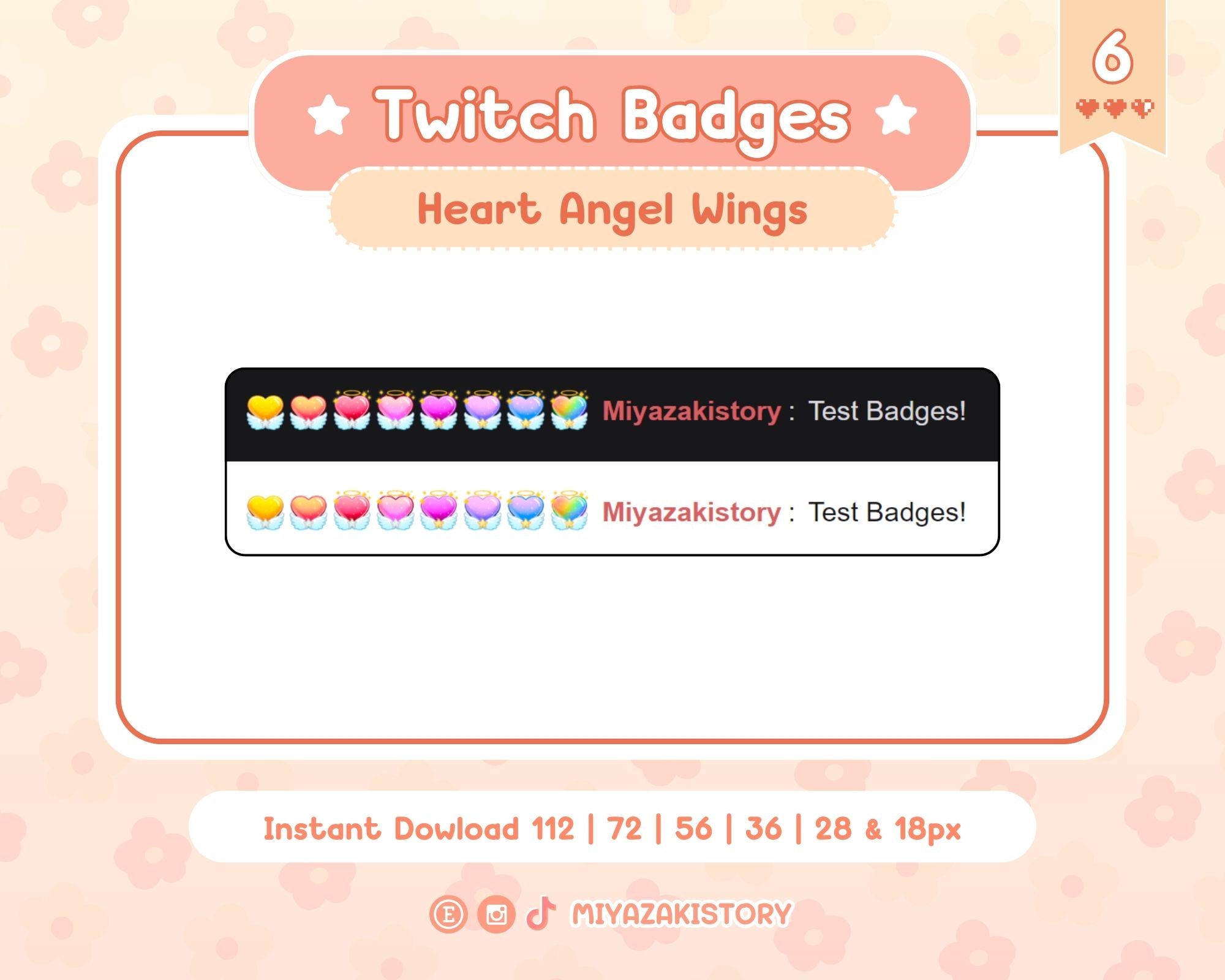 Heart Angel Wings Sub Badges | Bit Badges | Cute Sub Badges | Twitch ...