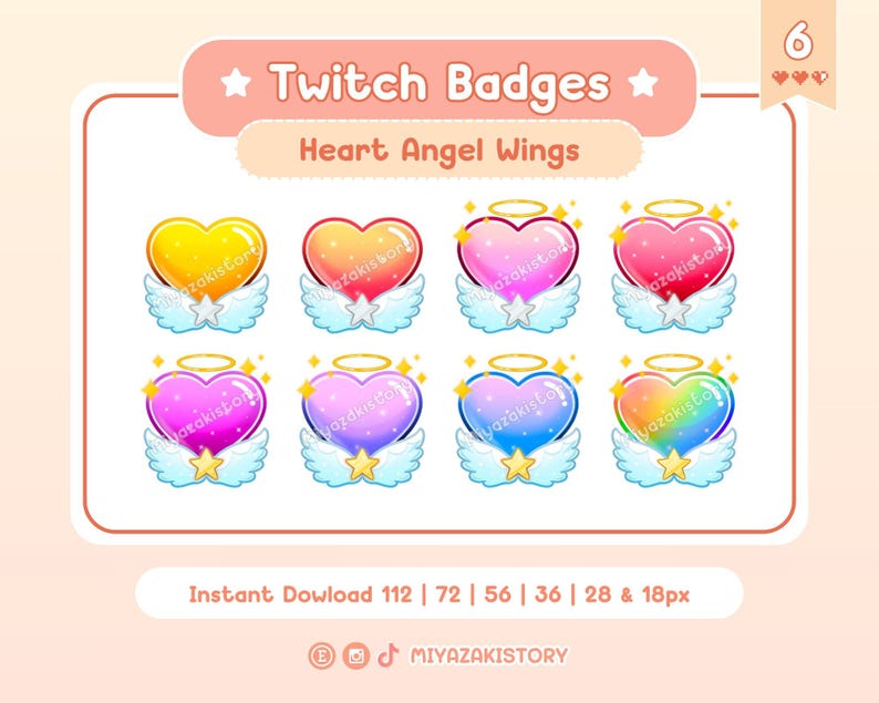 Heart Angel Wings Sub Badges | Bit Badges | Cute Sub Badges | Twitch ...