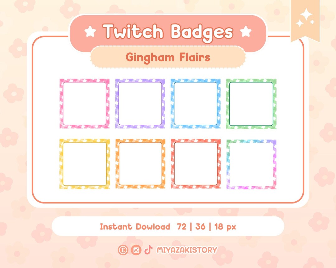 Gingham Flairs Sub Badges | Bit Badges | Border Sub Badges | Twitch ...